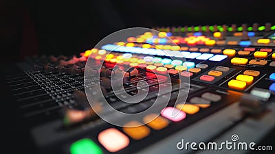 Side View of Moving Buttons on Dj Remote or Soundboard. Working Process ...