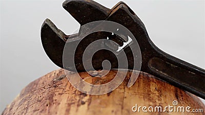 Side view of a pipe wrench stock video. Video of clamp - 43016417