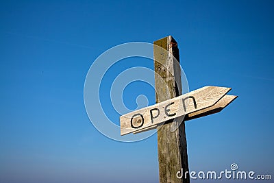 Sign At Beach Open Stock Images - Image: 8659674