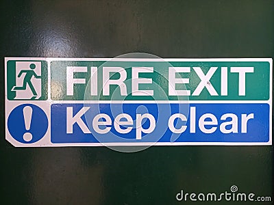 Fire Exit Keep Clear Warning Sign Royalty-Free Stock Image ...