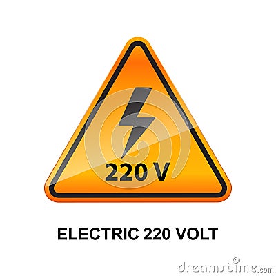 Electric 220 Volt Caution Sign Isolated On White Background Cartoon ...