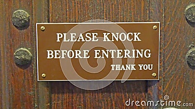 A Signage on the Door Saying Knock First Stock Video - Video of mixing ...