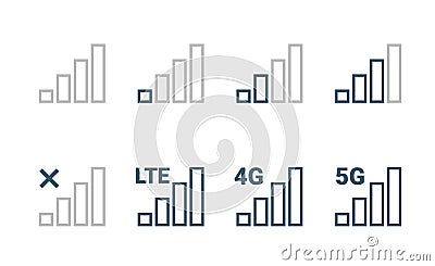 Signal Strength 4g Mobile Phone Reception Bar Icon. 5g Signal Strength ...