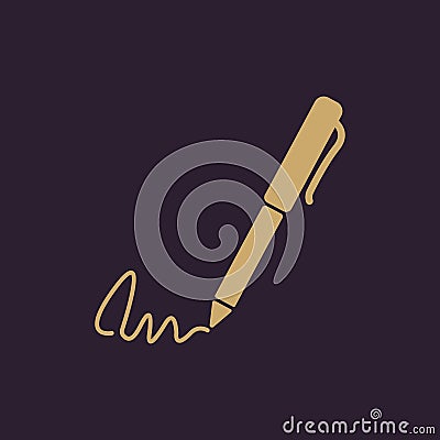 The Signature Icon. Pen And Undersign, Underwrite, Ratify Symbol. Flat ...