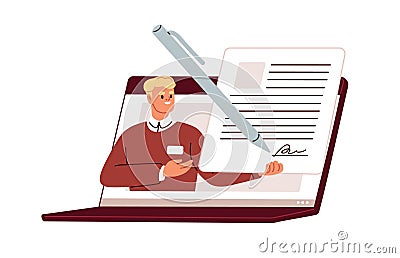 Signing Digital Contract, E-document. Signature On Electronic Business ...