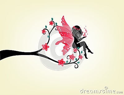 Silhouette Of A Fairy And Tree Stock Vector - Image: 50384730