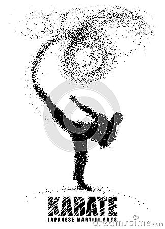 Silhouette Of A Karateka Doing Standing Side Kick .Vector Graphics ...