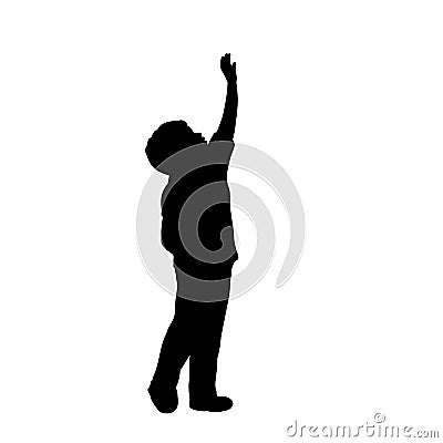Silhouette Little Boy Pull His Hand Up Cartoon Vector | CartoonDealer ...