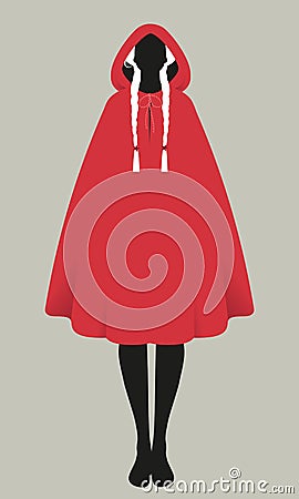 Silhouette Of Little Red Riding Hood Combed With Braids Isolated ...