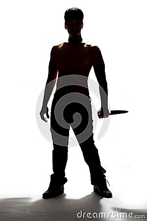 Silhouette Of A Man Holding Knife Royalty-Free Stock Photography ...