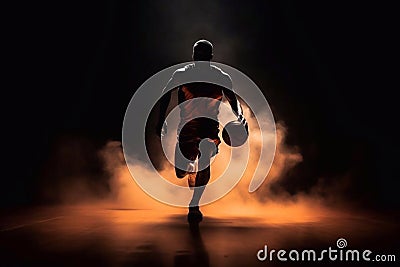 Silhouette Of A Man Playing Basketball With Backlight, Generative AI ...