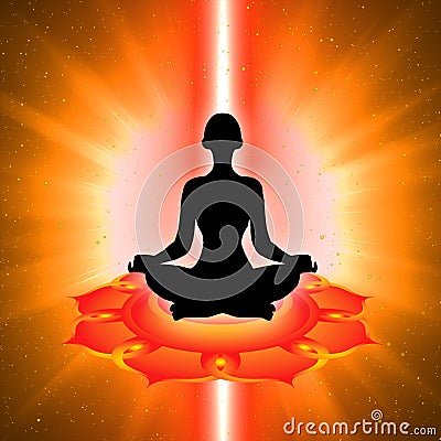 Silhouette Of Meditating Person With Sacral Chakra Symbol Background ...