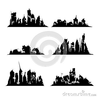 Silhouettes Destroyed Cities Royalty-Free Stock Image | CartoonDealer ...