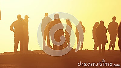 Silhouettes of People in the Light of Sunset Stock Video - Video of ...