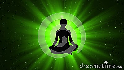 Meditation Animation, Silhouette of Women Meditating with Light Rays ...