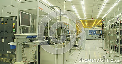 Silicon Wafer Manufacturing Process in a Clean Room Stock Footage ...