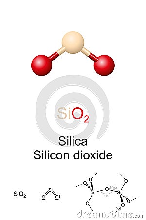 Silicon Dioxide, Silica, SiO2, Molecule Model Vector Illustration ...