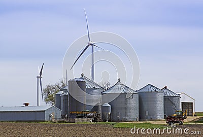 Silos With Windmill Stock Photo | CartoonDealer.com #25164221