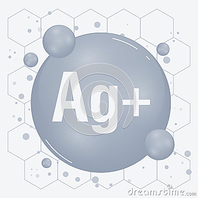 Silver, Ag Ions Antibacterial Protection Icon. Argentum Ions Acting ...