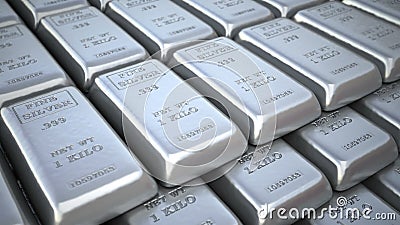 Silver Bars or Ingots in Bank Vault or Safe. Finance Loop Animation ...