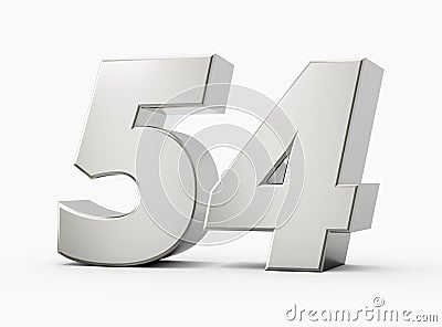 Silver 3d Numbers 54 Fifty Four. Isolated White Background 3d ...