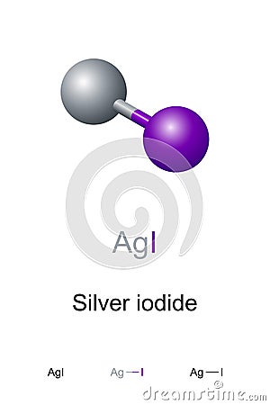 Silver Iodide, AgI, Chemical Formula And Structure Cartoon Vector ...