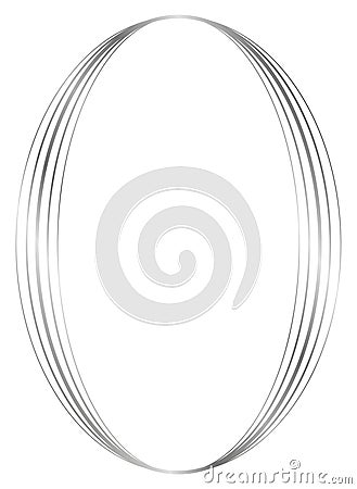 Silver Oval Metal Frame Isolated On White. Vector Frame For Photo ...