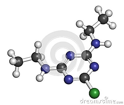 Simazine Herbicide Molecule. 3D Rendering. Atoms Are Represented As ...