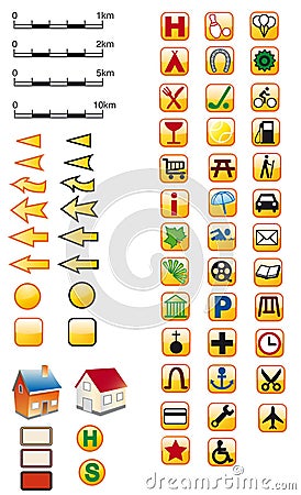 Simboli Della Mappa Nel Giallo Illustrazione Vettoriale - Immagine ...