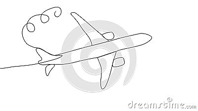 Simple Animation of Continuous Line Drawing. the Plane Flies from Left ...