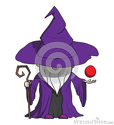 Simple Cartoon Wizard With Staff. Isolated On Stock Image - Image: 36531371