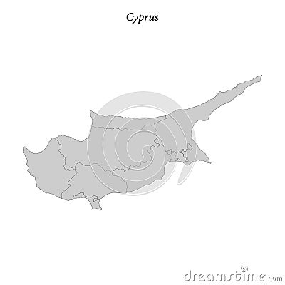 Simple Flat Map Of Cyprus With Borders Vector Illustration ...