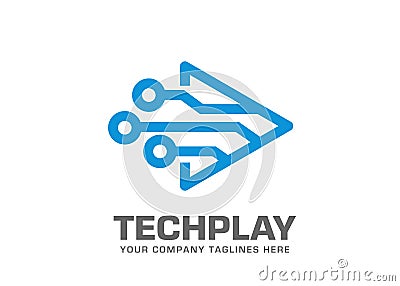 Simple Lines Media Tech Logo Vector Illustration | CartoonDealer.com ...