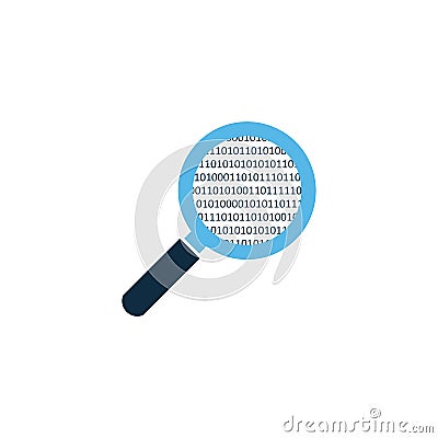 Simple Magnifying Glass Analyzing Scaning Source Binary Code. Vector ...