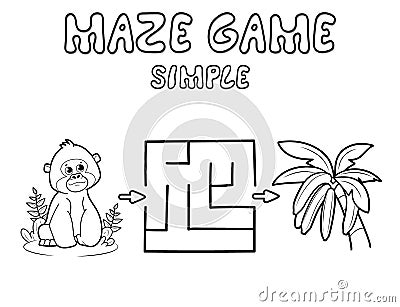 Simple Maze Puzzle Game For Children. Outline Simple Maze Or Labyrinth ...