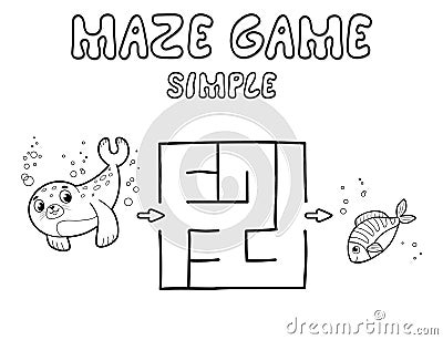 Simple Maze Puzzle Game For Children. Outline Simple Maze Or Labyrinth ...
