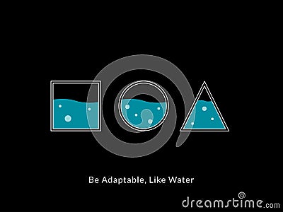 Simple Motivation Graphic On Dark Background. Be Adaptable Like Water ...