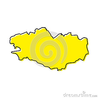 Simple Outline Map Of Normandy Is A Region Of France Royalty-Free Stock ...