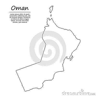 Simple Outline Map Of Oman, In Sketch Line Style Vector Illustration ...