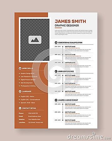 Simple Professional Biodata Or Resume Cv Design Template With Image ...
