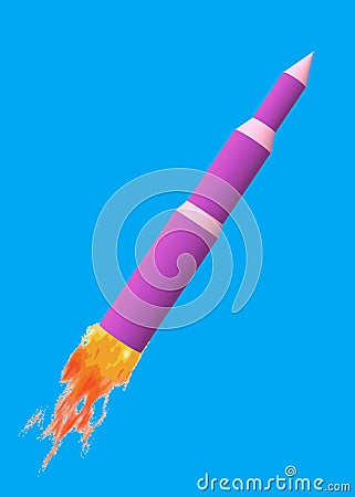 A Simple Purple Violet Pink Rocket Missile Launched Turquoise Sky Azure ...
