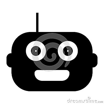 Simple Robot Head Silhouette Isolated On White. Vector Illustration ...