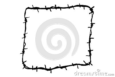 Simple Vector Black Square Frame Hand Draw Sketch Barb Wire ...