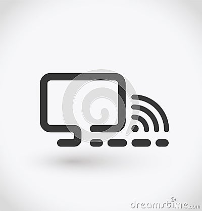 Simple Wireless Computer Icon On White Background. Simple Wireless ...