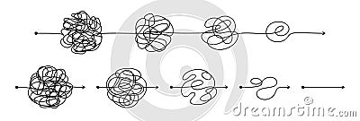 Simplifying Process. Confused Complicated Way From Difficult To Simple Step By Step Process ...