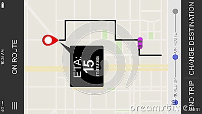 Ride Sharing On Route ETA Screen Stock Footage - Video of mobility ...