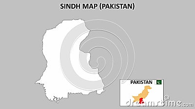 Sindh Map. Sindh Map Pakistan With White Background And Line Map ...