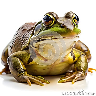 Single Bullfrog Isolated On A White Background With Copy Space Image ...
