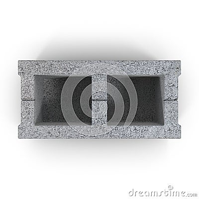Single Gray Concrete Cinder Block Isolated On White 3D Illustration ...