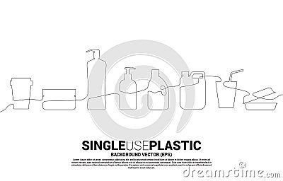 Single Line Display Single Use Plastic Icon. Cartoon Vector ...